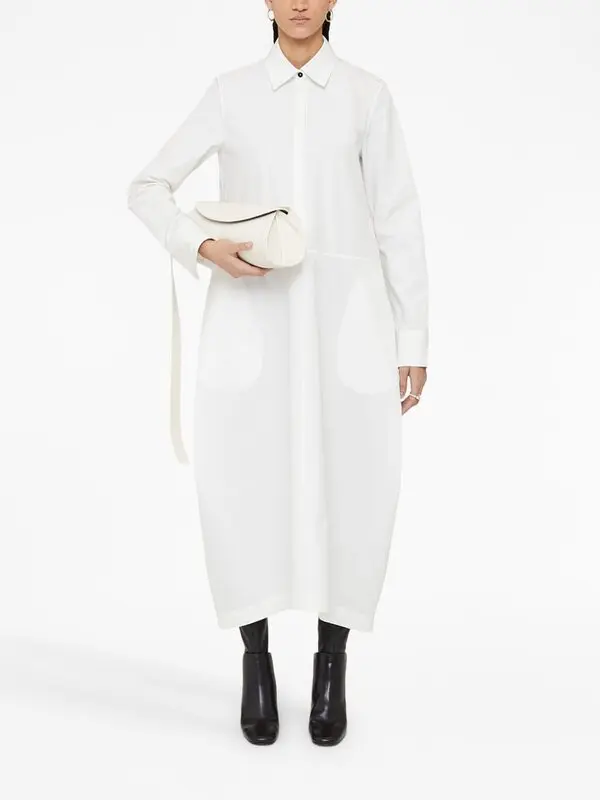 JIL SANDER Long-sleeve Cotton Long Dress - White