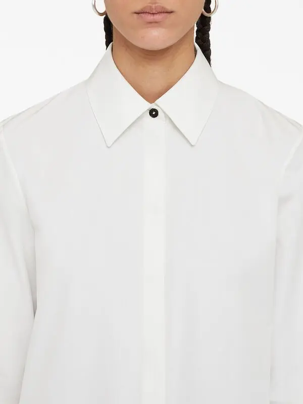 JIL SANDER Long-sleeve Cotton Long Dress - White