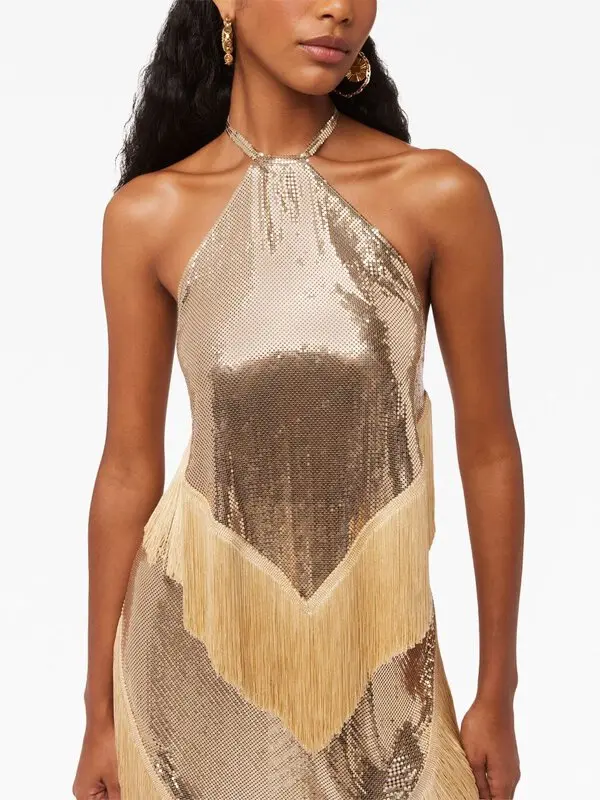 Rabanne Chainmail Fringed-hem Top - Gold