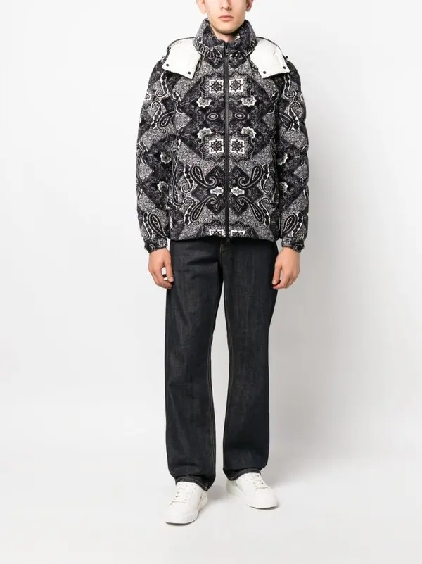 Moncler Graphic-Print Hooded Jacket - Black | Editorialist