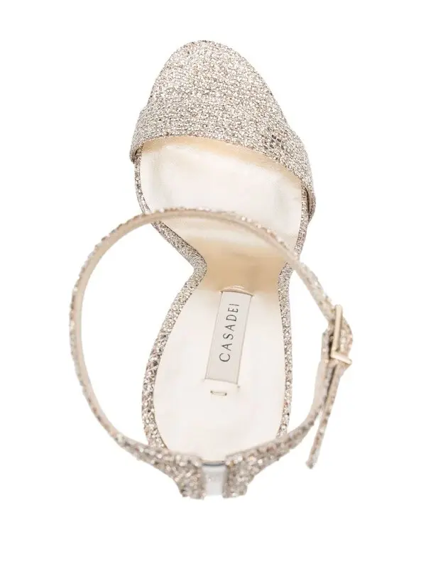 Casadei Blade 120mm Metallic Sandals - Neutrals