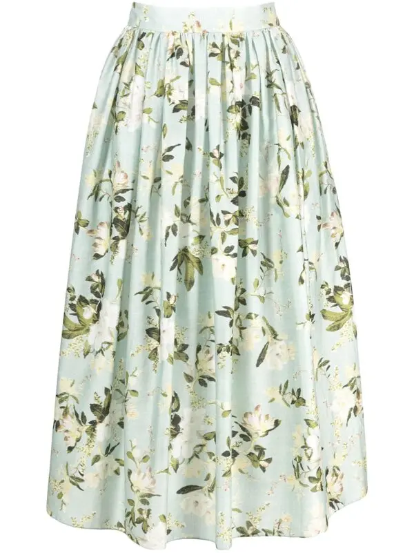 Erdem Floral-print Pleated Midi Skirt