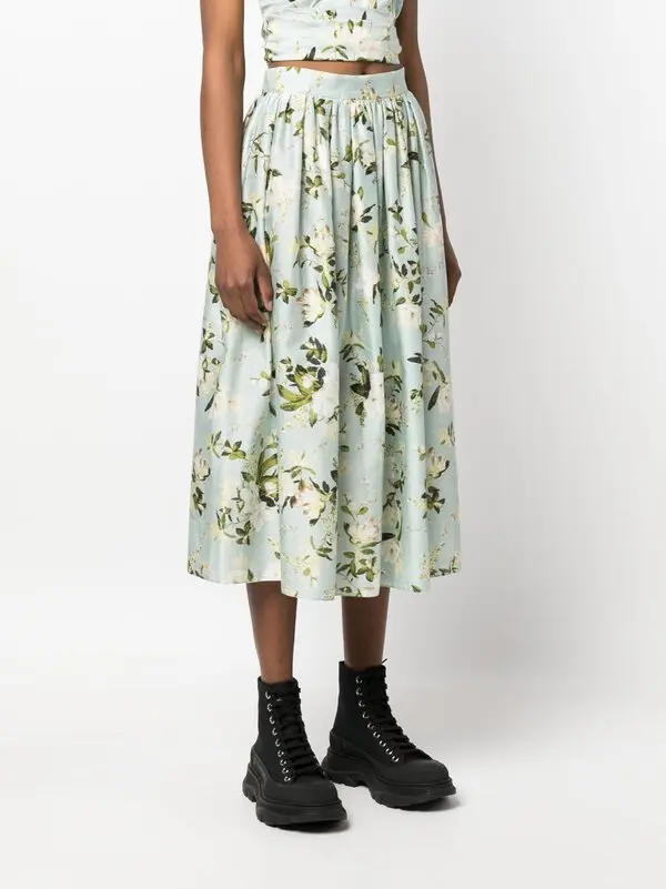 Erdem Floral-print Pleated Midi Skirt