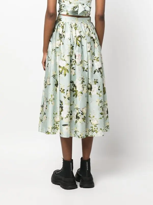 Erdem Floral-print Pleated Midi Skirt