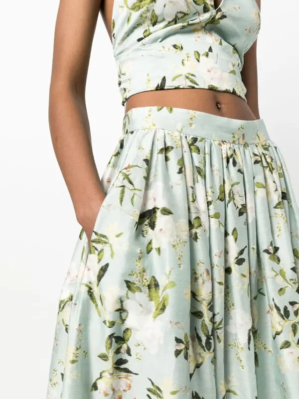 Erdem Floral-print Pleated Midi Skirt