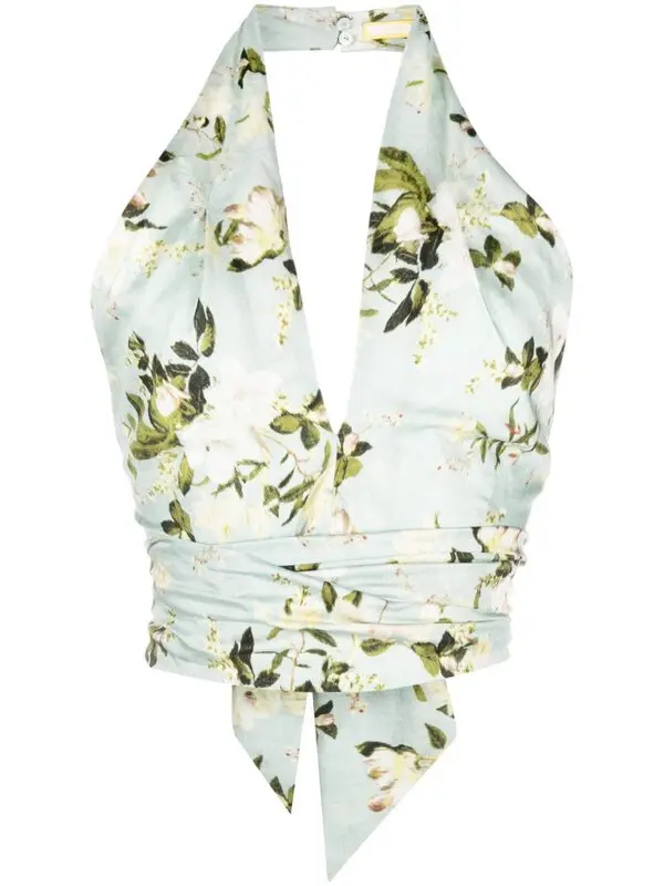 Erdem Floral-print Halterneck Top
