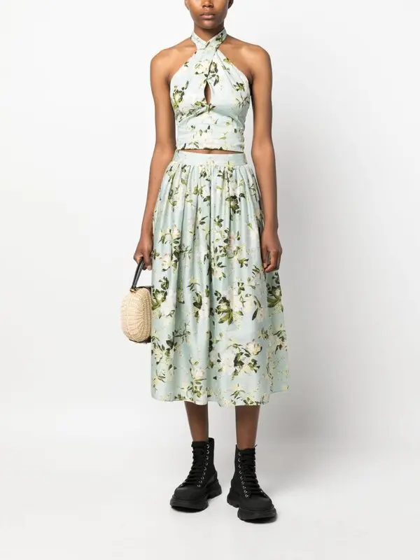 Erdem Floral-print Halterneck Top