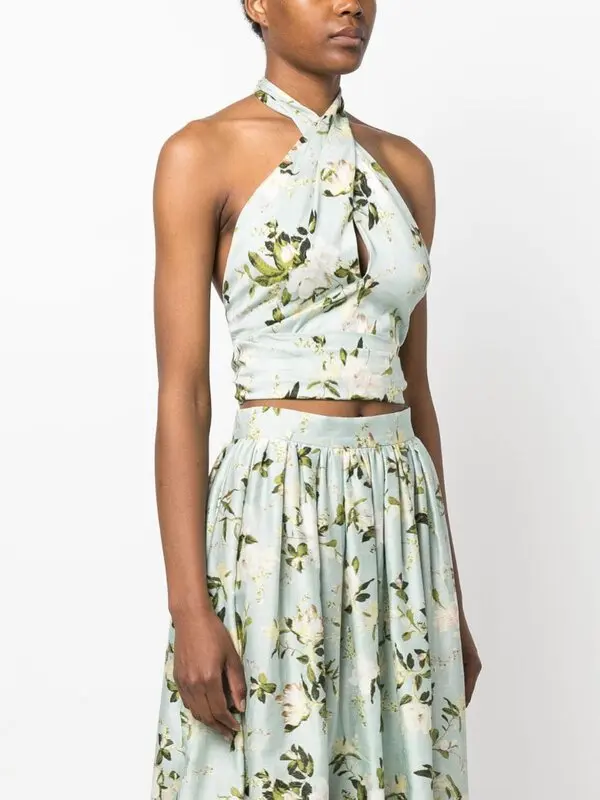 Erdem Floral-print Halterneck Top