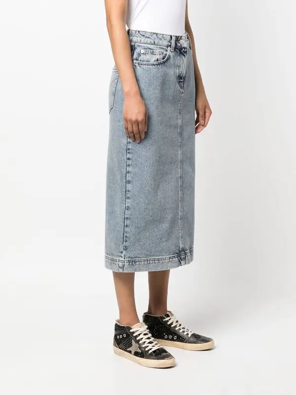 Moschino Washed Denim Midi Skirt - Black