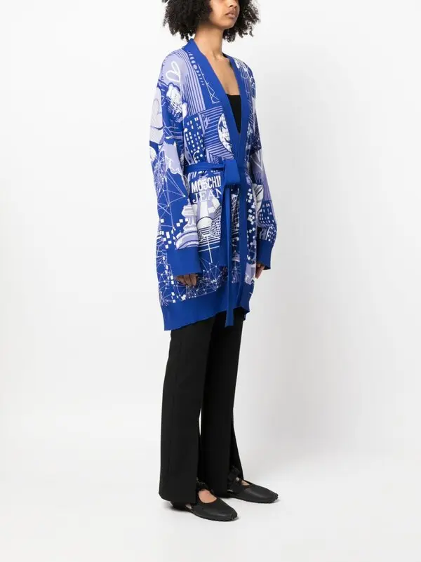 Moschino Graphic Print Wrap Cardigan
