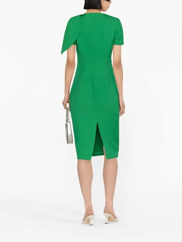 Roland Mouret Cady Short-Sleeve Midi Dress In Green - 25% Off | Editorialist