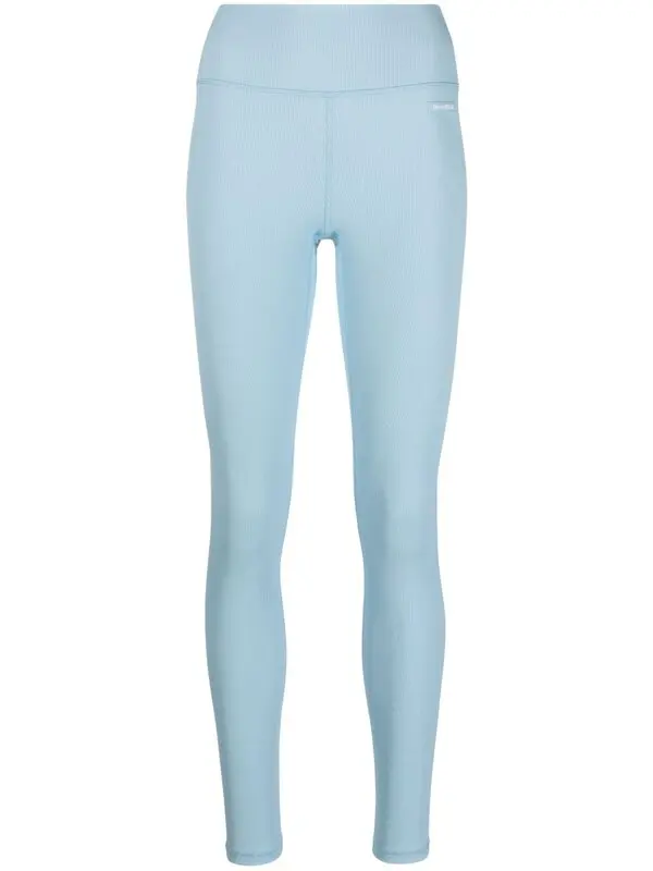 SPORTY & RICH Serif Logo-patch Ribbed Leggings