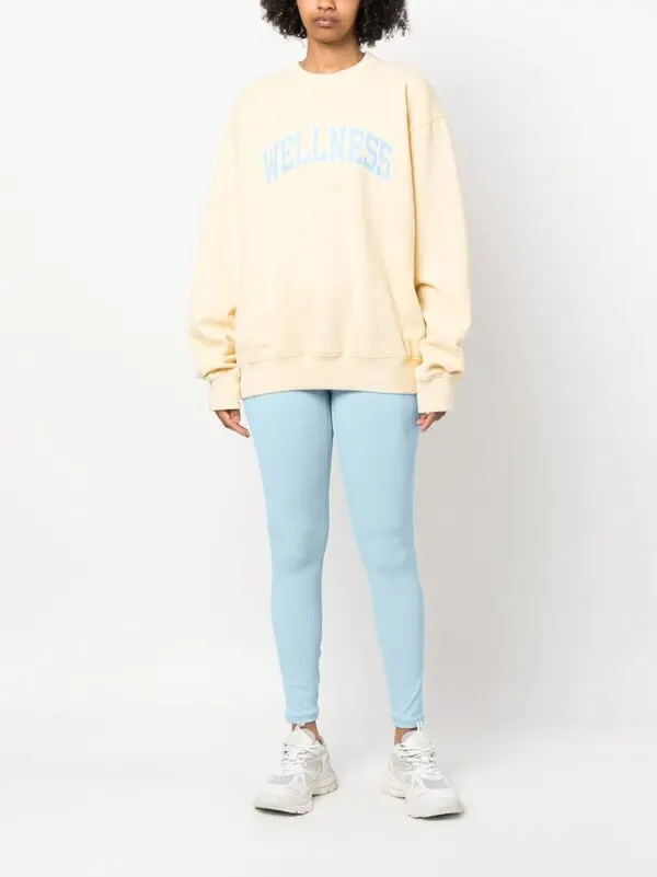SPORTY & RICH Serif Logo-patch Ribbed Leggings