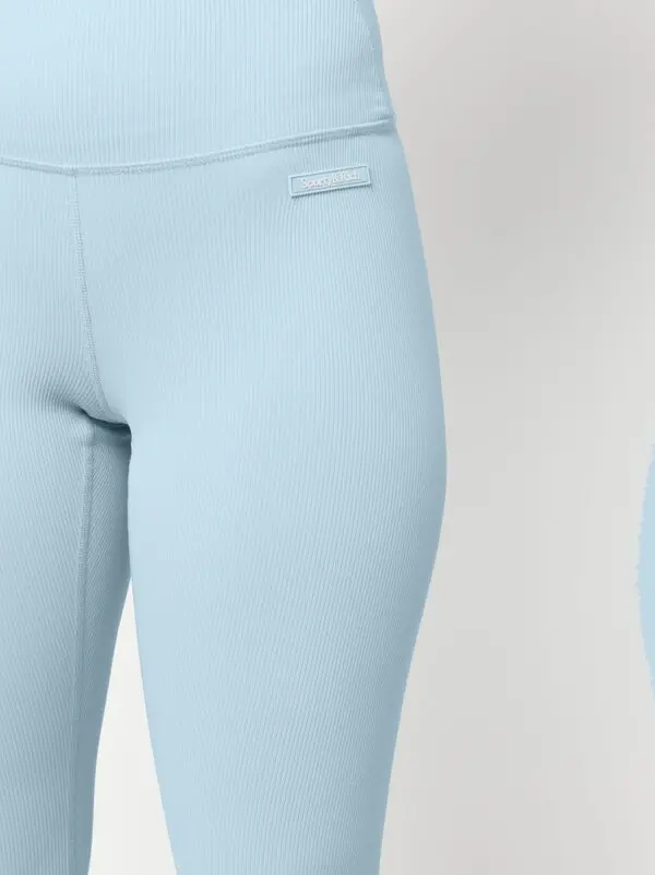 SPORTY & RICH Serif Logo-patch Ribbed Leggings