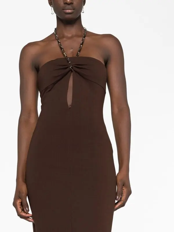 brown chain dress Attico Halterneck Midi In - 60% Off Ruched dress Color:French Lilac Fashion Wedding Dresses Train Sleeveless Organza Square The animal print adds