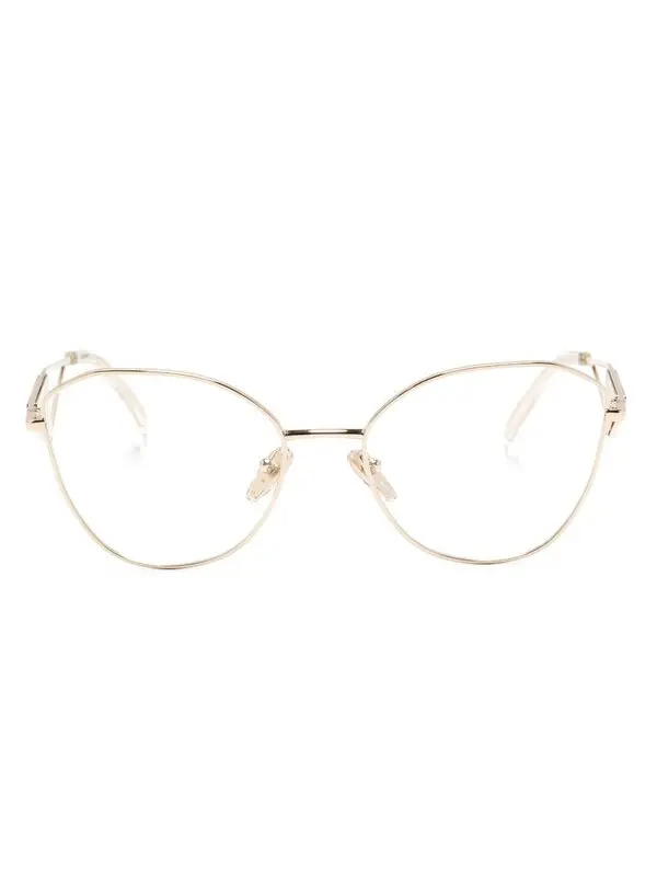 Prada Logo Plaque Cat-eye Frame Glasses - Gold