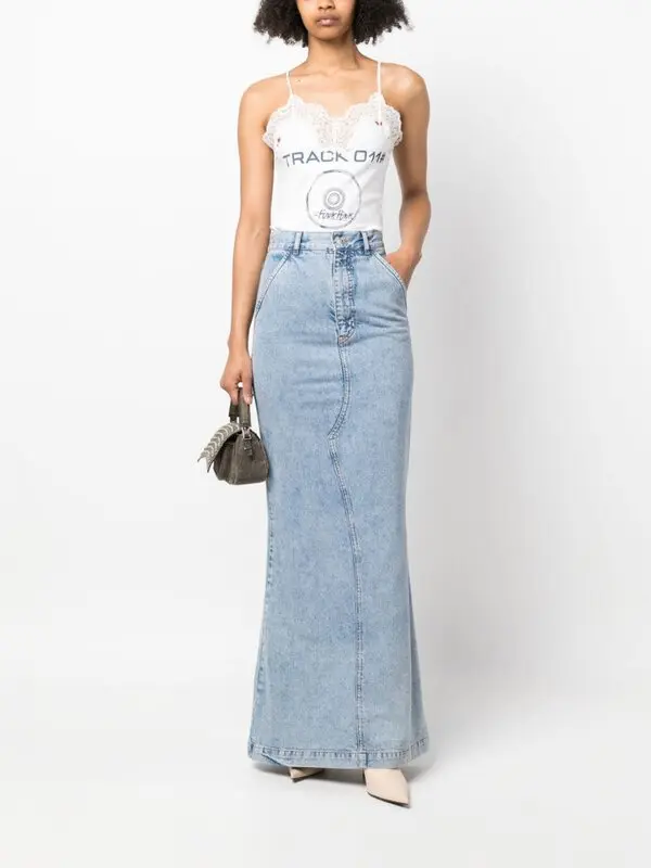 Moschino Long Washed-denim Skirt