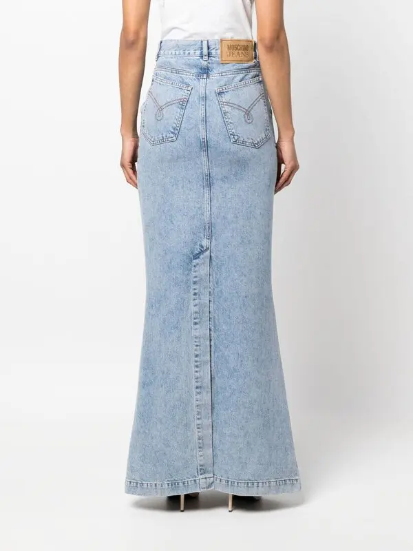 Moschino Long Washed-denim Skirt