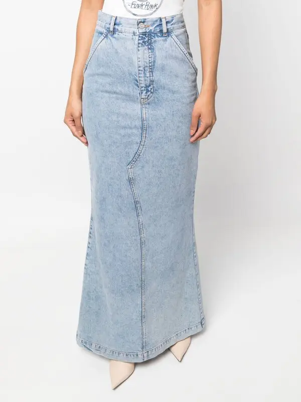 Moschino Long Washed-denim Skirt