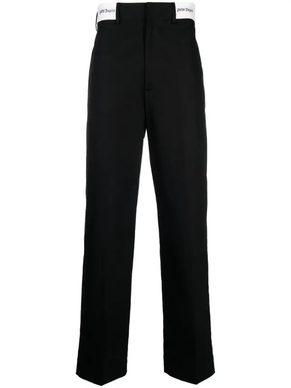 Palm Angels Logo-waistband Chino Trousers - Black