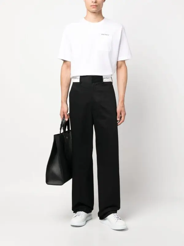 Palm Angels Logo-waistband Chino Trousers - Black