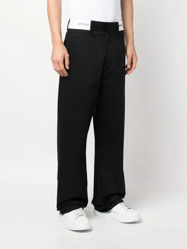 Palm Angels Logo-waistband Chino Trousers - Black