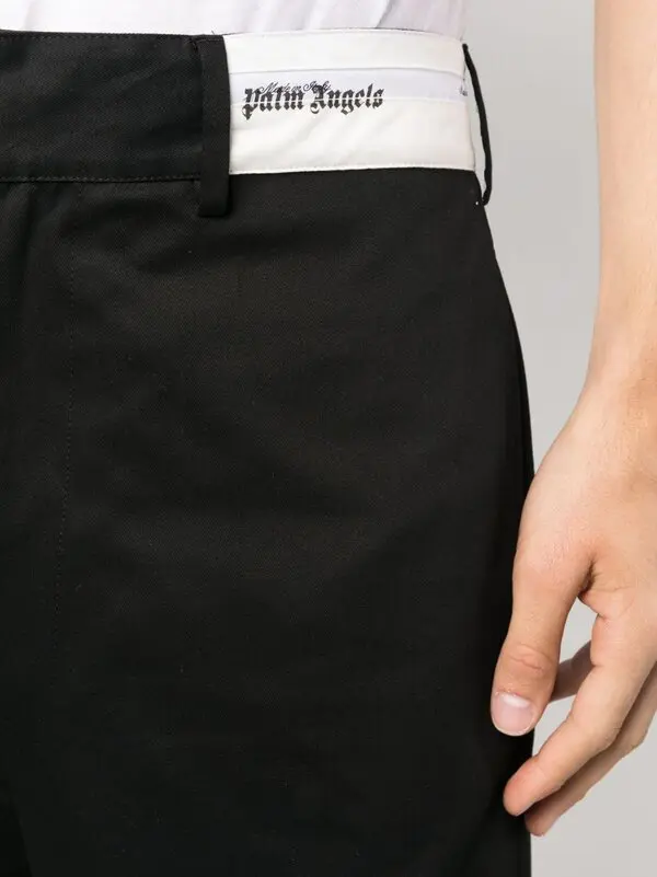Palm Angels Logo-waistband Chino Trousers - Black
