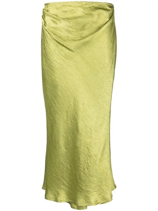 Acne Studios Wraparound Crinkled Satin Midi Skirt