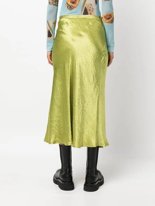 Acne Studios Wraparound Crinkled Satin Midi Skirt