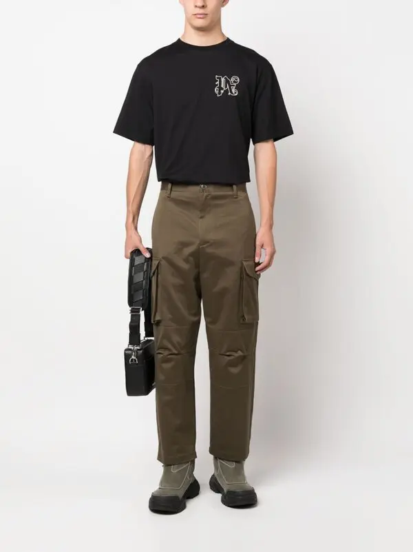 Palm Angels Pa Logo-embroidered T-shirt - Black