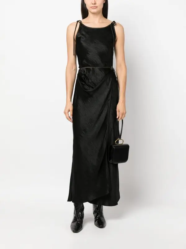 Acne Studios Sleeveless Satin Maxi Dress - Black