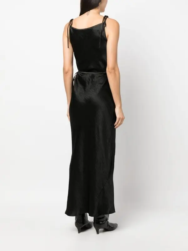 Acne Studios Sleeveless Satin Maxi Dress - Black