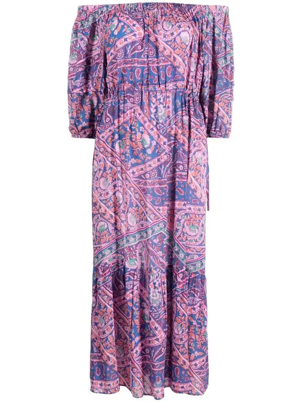 Ba&Sh Faga Off-Shoulder Midi Dress - Blue | Editorialist