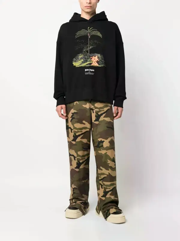 Palm Angels Graphic Print Hoodie - Black