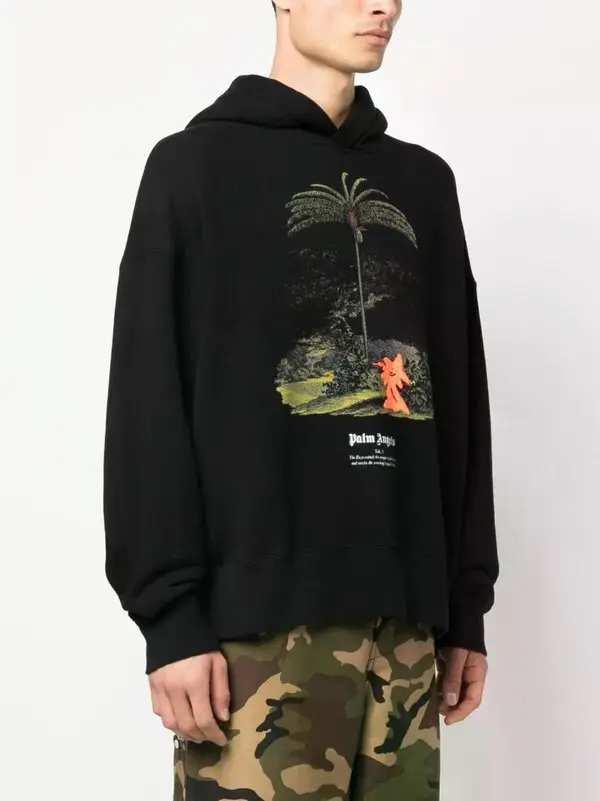 Palm Angels Graphic Print Hoodie - Black