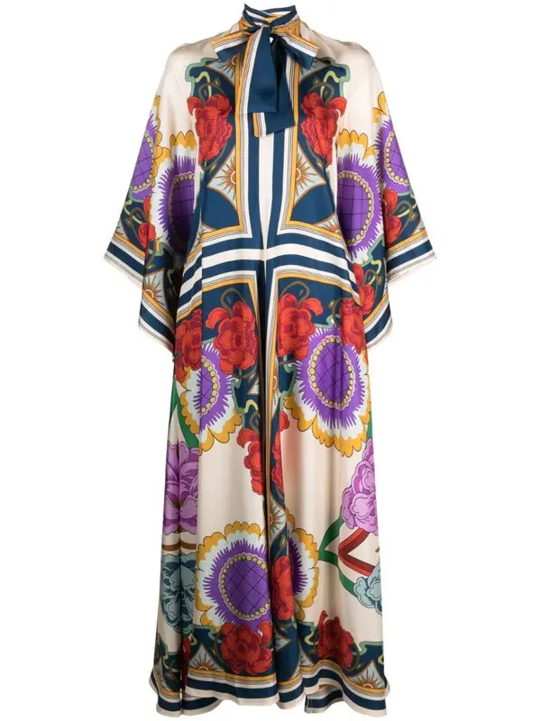 La DoubleJ Magnifico Floral-print Maxi Dress - Neutrals