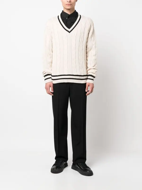 Aspesi Stripe-detail Cable-knit Jumper