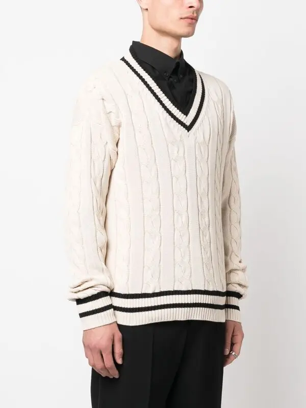 Aspesi Stripe-detail Cable-knit Jumper