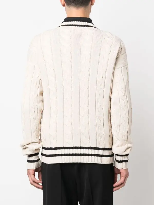 Aspesi Stripe-detail Cable-knit Jumper