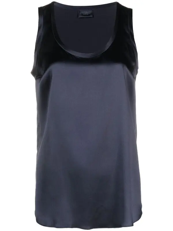 Brunello Cucinelli Sleeveless Silk-blend Tank Top - Blue