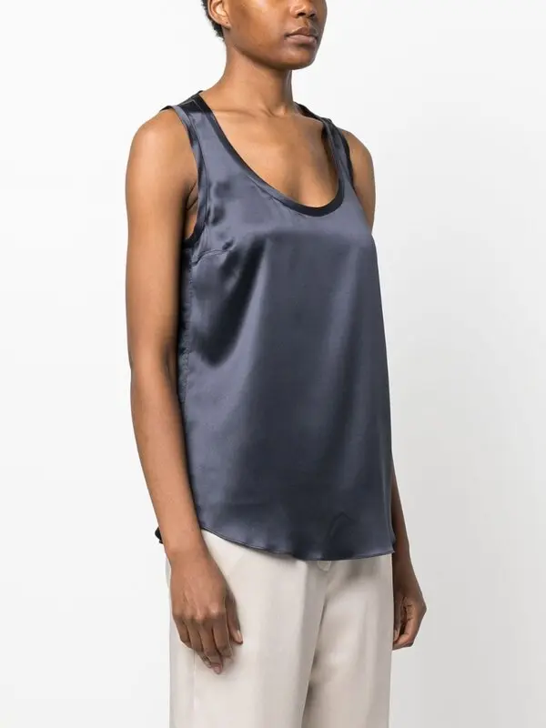 Brunello Cucinelli Sleeveless Silk-blend Tank Top - Blue