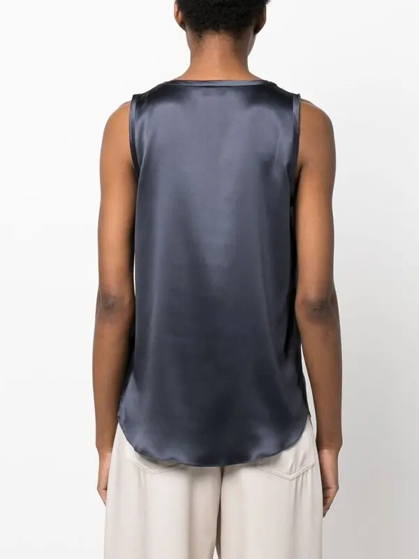 Brunello Cucinelli Sleeveless Silk-blend Tank Top - Blue