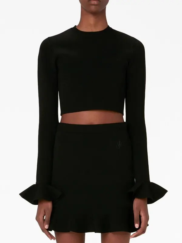 JW Anderson Ruffled-cuffs Cropped Knit Top