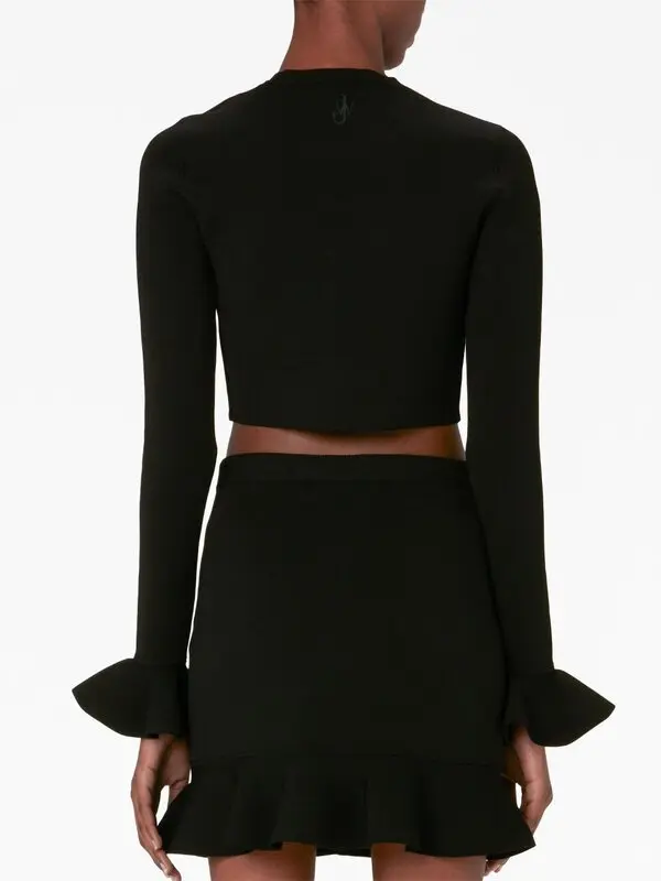 JW Anderson Ruffled-cuffs Cropped Knit Top
