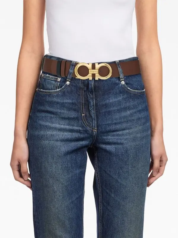FERRAGAMO Reversible Gancini Belt - Brown