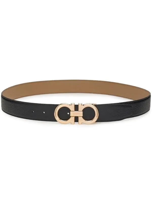 FERRAGAMO Gancini Leather Belt - Neutrals