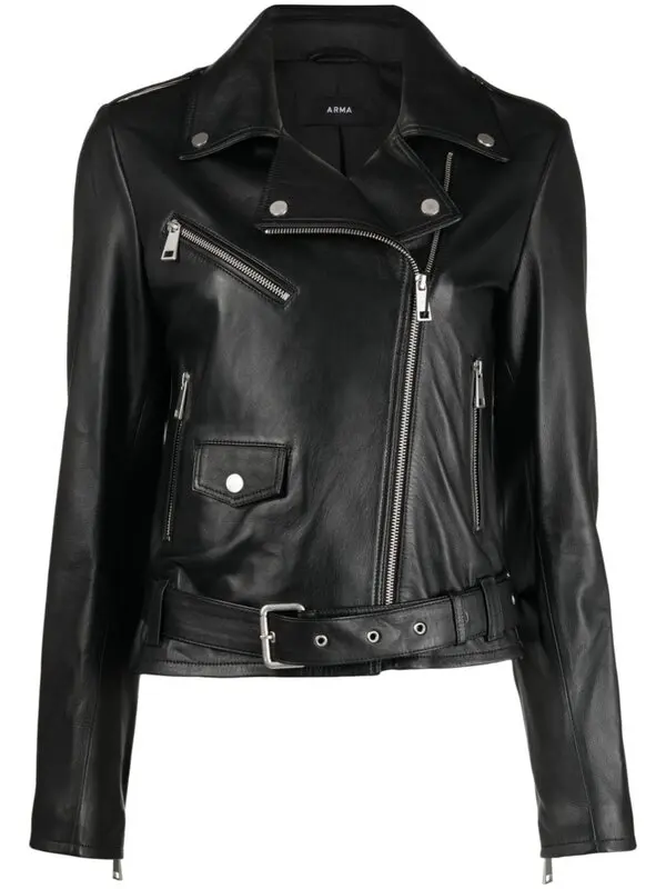 ARMA Zip-up Leather Biker Jacket