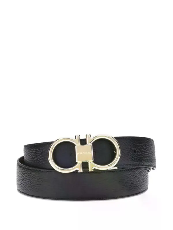 FERRAGAMO Reversible And Adjustable Gancini Belt - Black