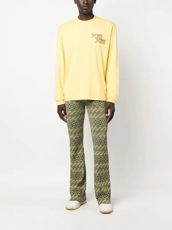 Acne Studios Geometric-print Straight-leg Trousers
