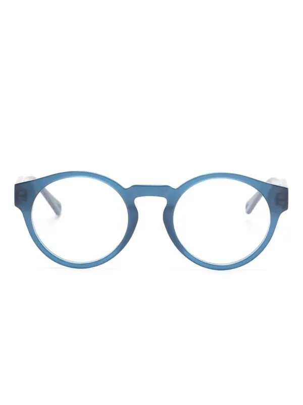 Chloé Logo-print Round-frame Glasses - Blue